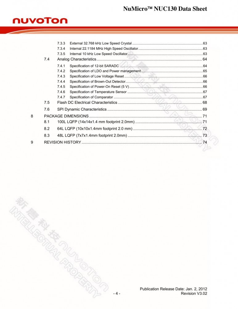 NUC130 datasheet page 4