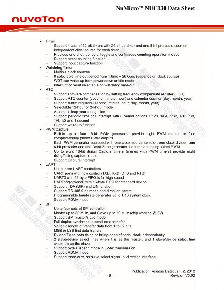 NUC130 datasheet page 9