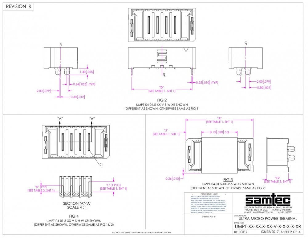 Samtec UMPT drawing sheet 2