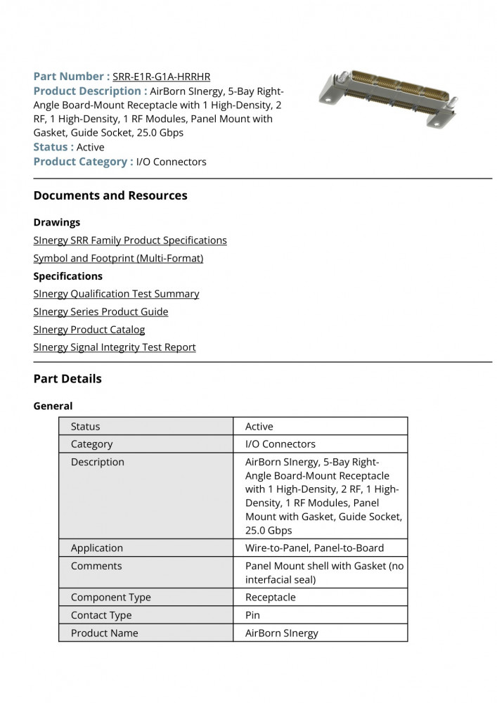 SRR-E1R-G1A-HRRHR technical document page 1