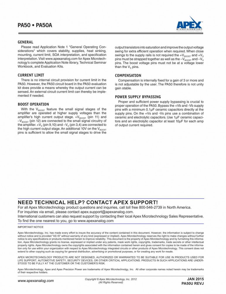 APEX PA50A datasheet page 4