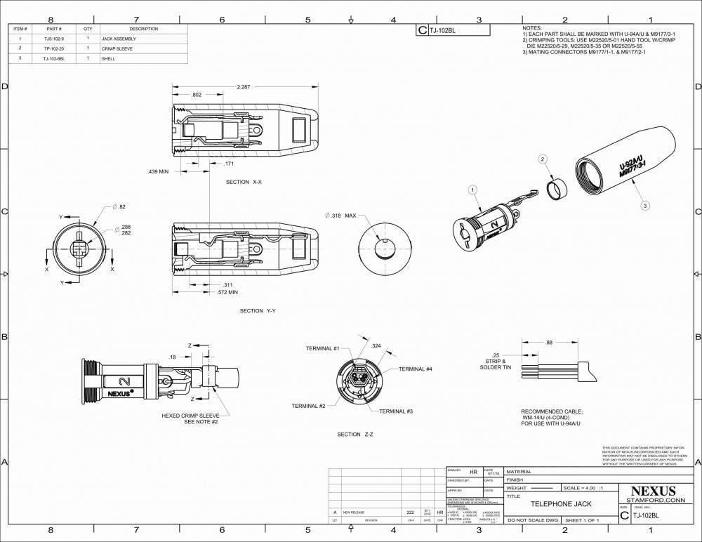 TJ-102BL technical document page