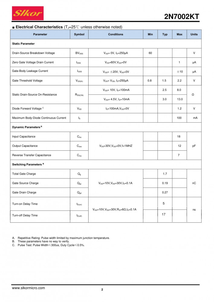 2N7002KT datasheet page 2