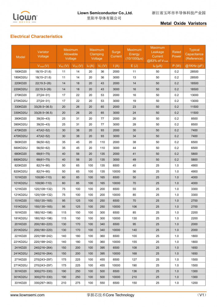 Liown 20D series datasheet page 3