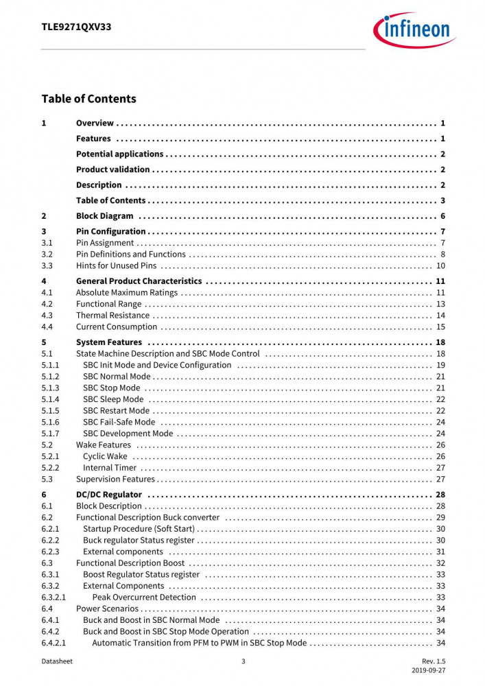 TLE9271QXV33 datasheet page 3