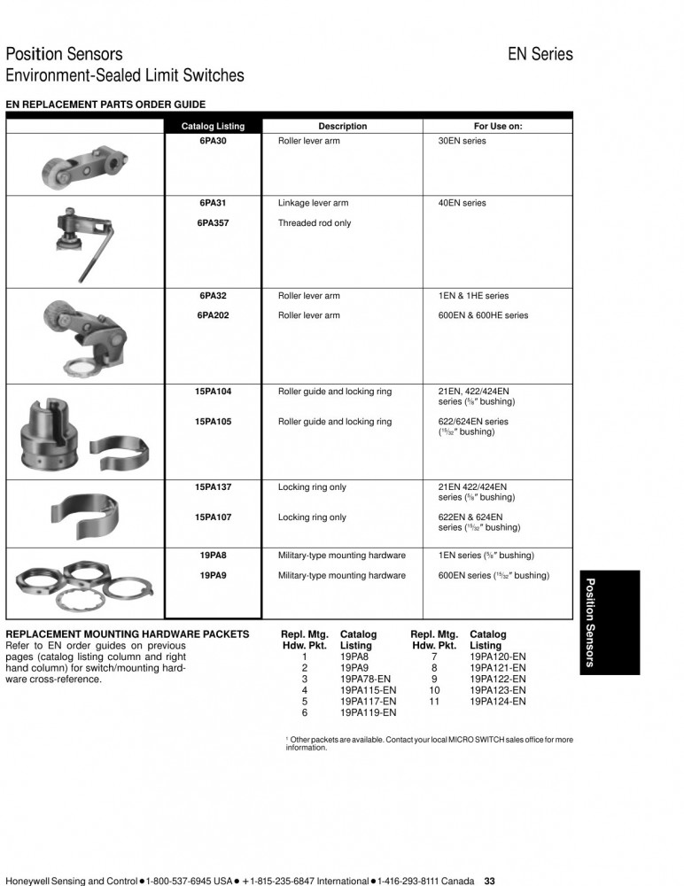 Honeywell EN switch catalog page 10