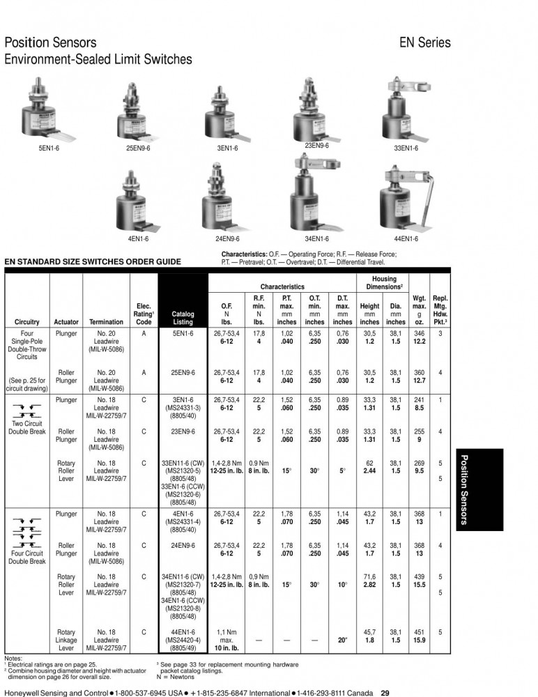 Honeywell EN switch catalog page 6