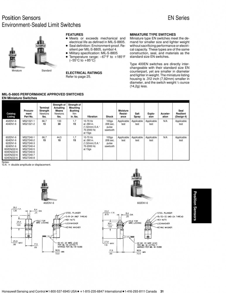 Honeywell EN switch catalog page 8