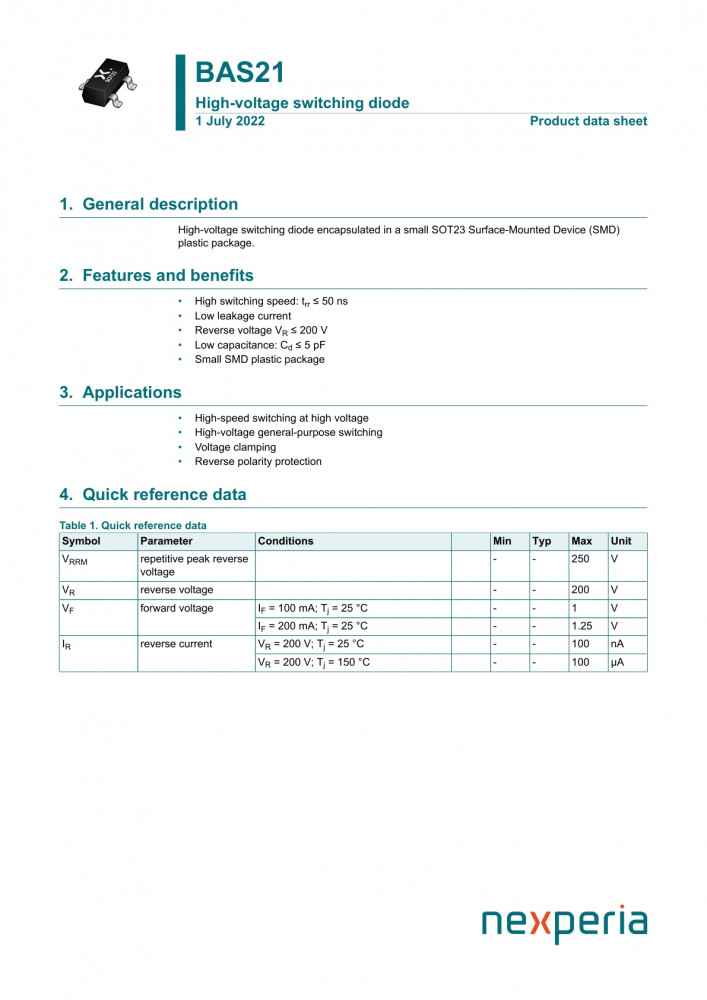 BAS21,215 datasheet page 1