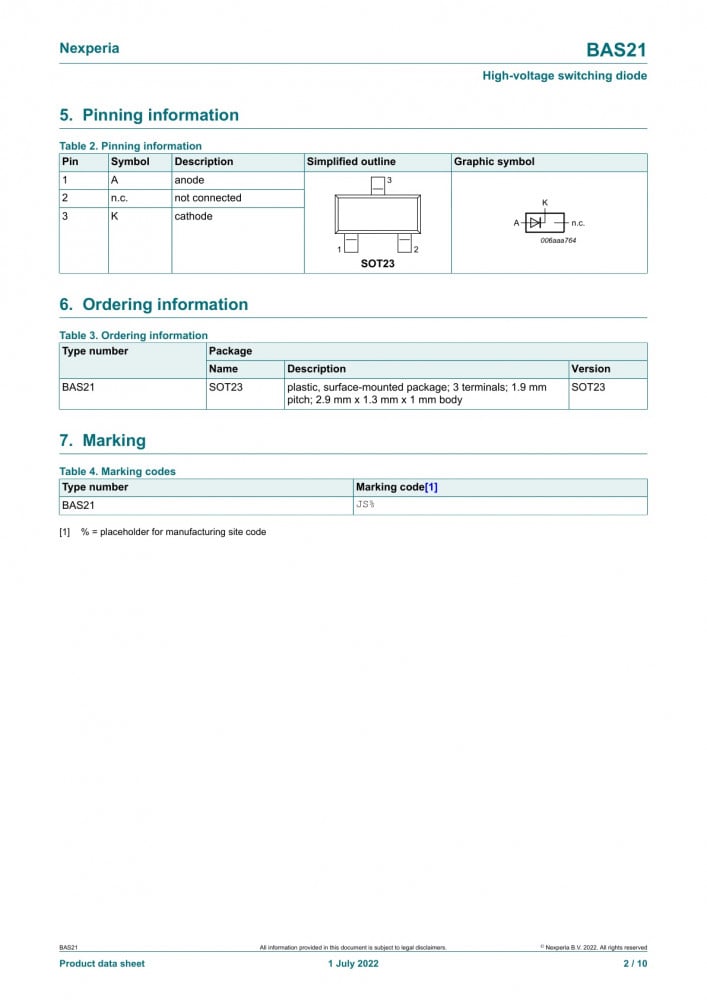 BAS21,215 datasheet page 2