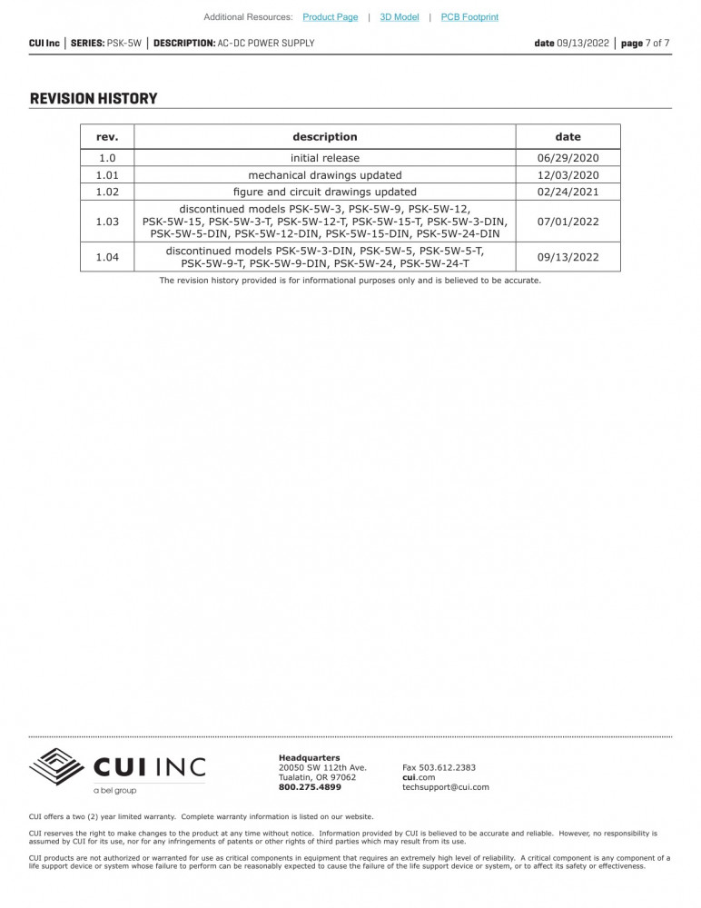 CUI PSK-5W datasheet page 7