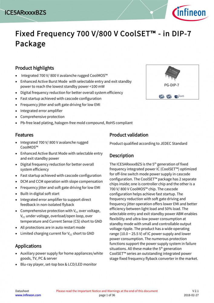 ICE5AR4780BZS datasheet page 1