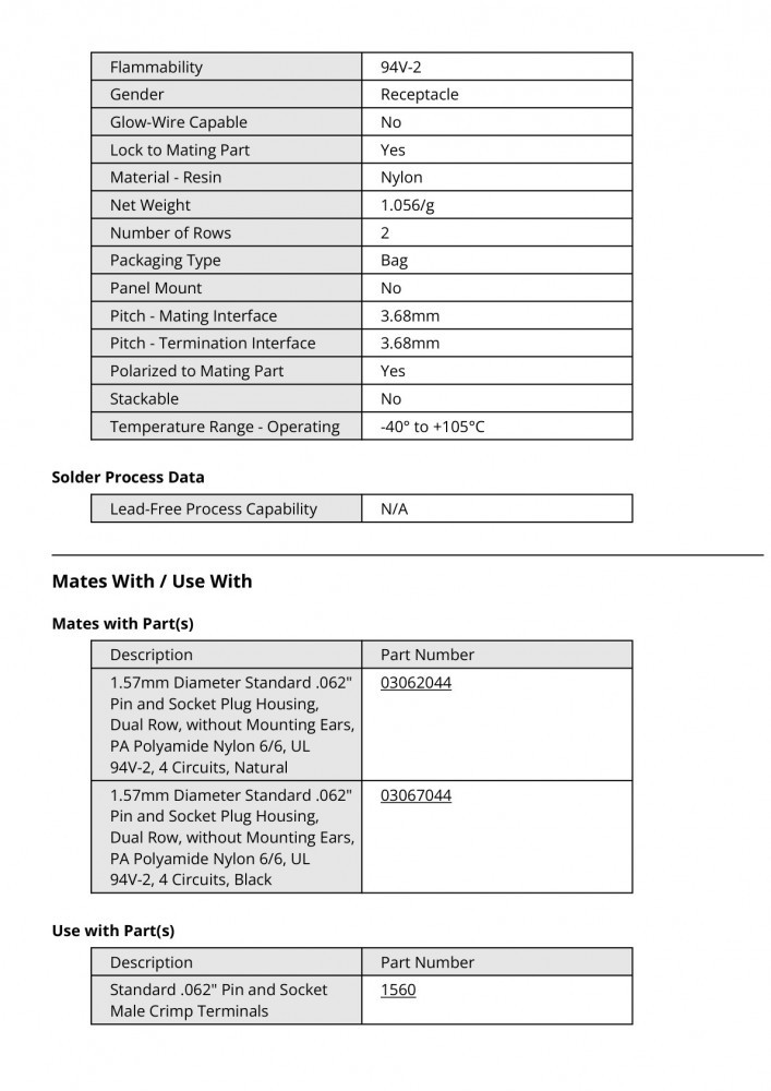 MOLEX .062 miniature terminal specification, page image 3