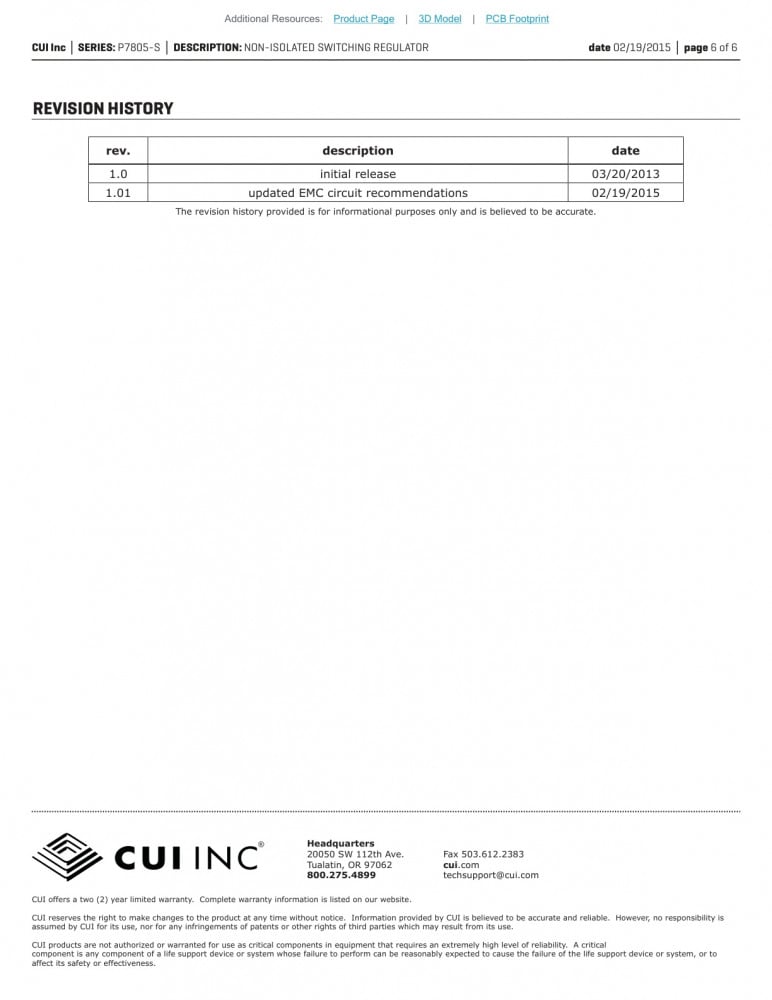 CUI P7805-S datasheet page 6
