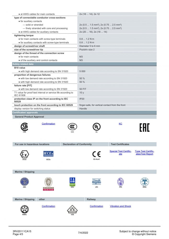 3RV20111CA15 datasheet page 4