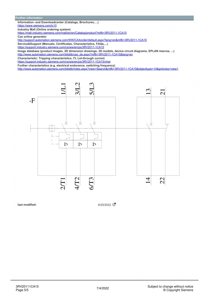 3RV20111CA15 datasheet page 5