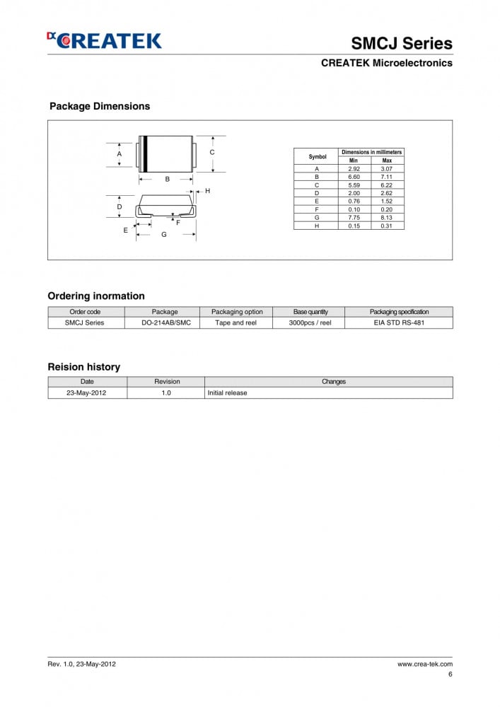 CREATEK SMCJ series datasheet page 6