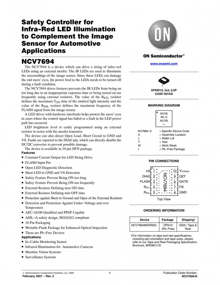 NCV7694 datasheet page 1