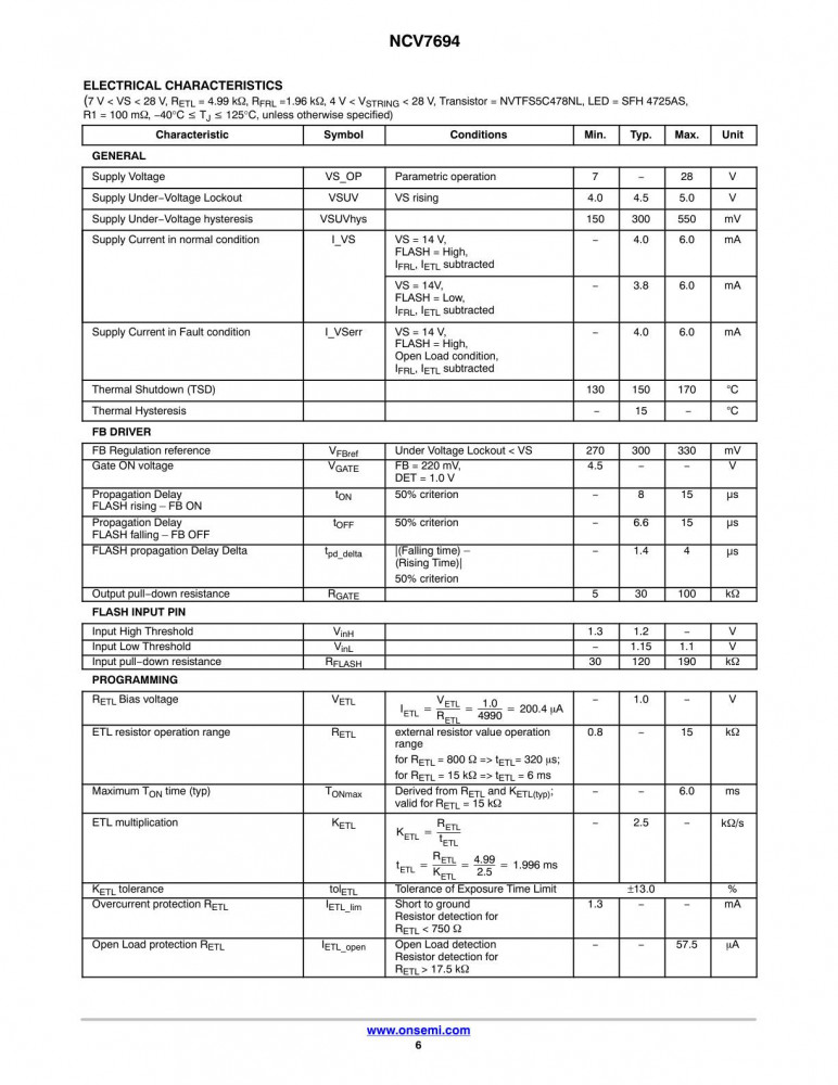 NCV7694 datasheet page 6
