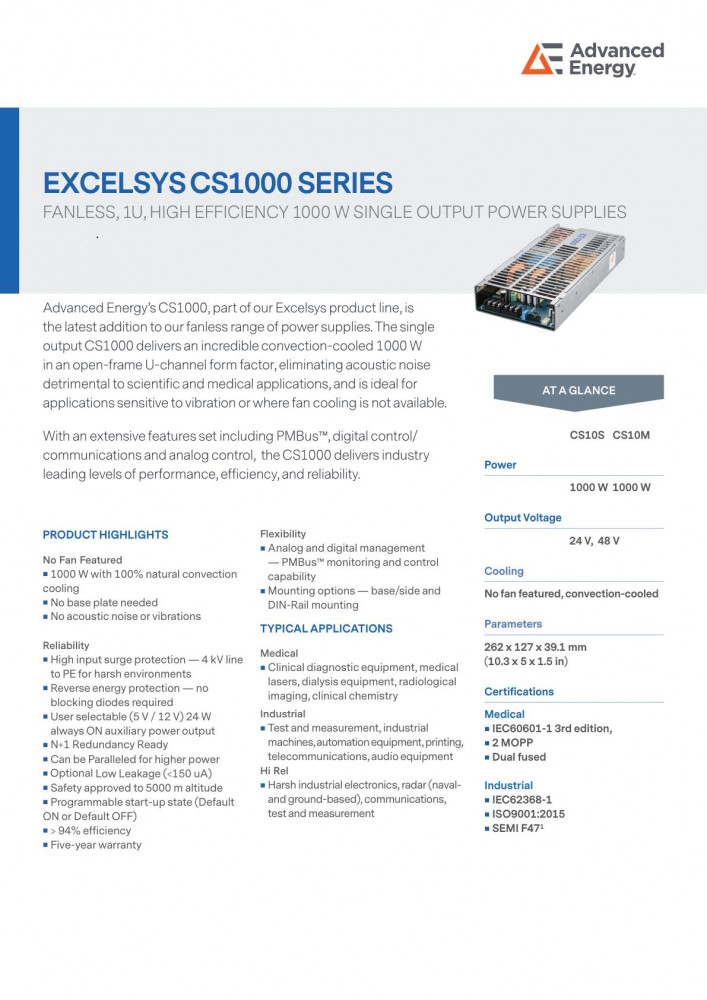 CS1000 datasheet page 1