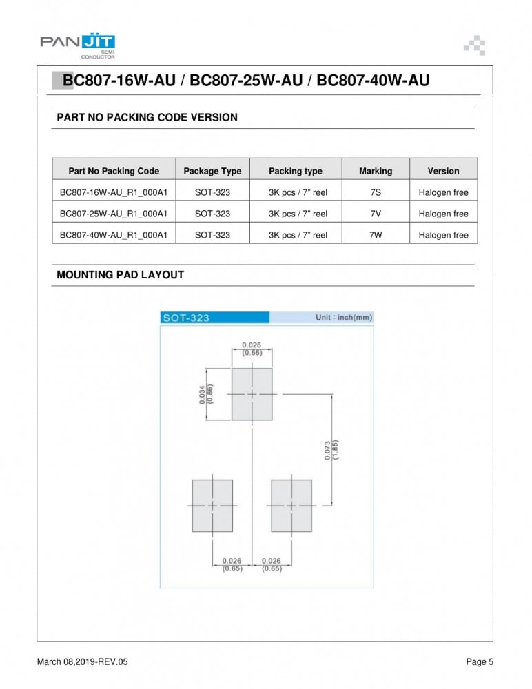 PANJIT BC807-40W-AU datasheet page 5