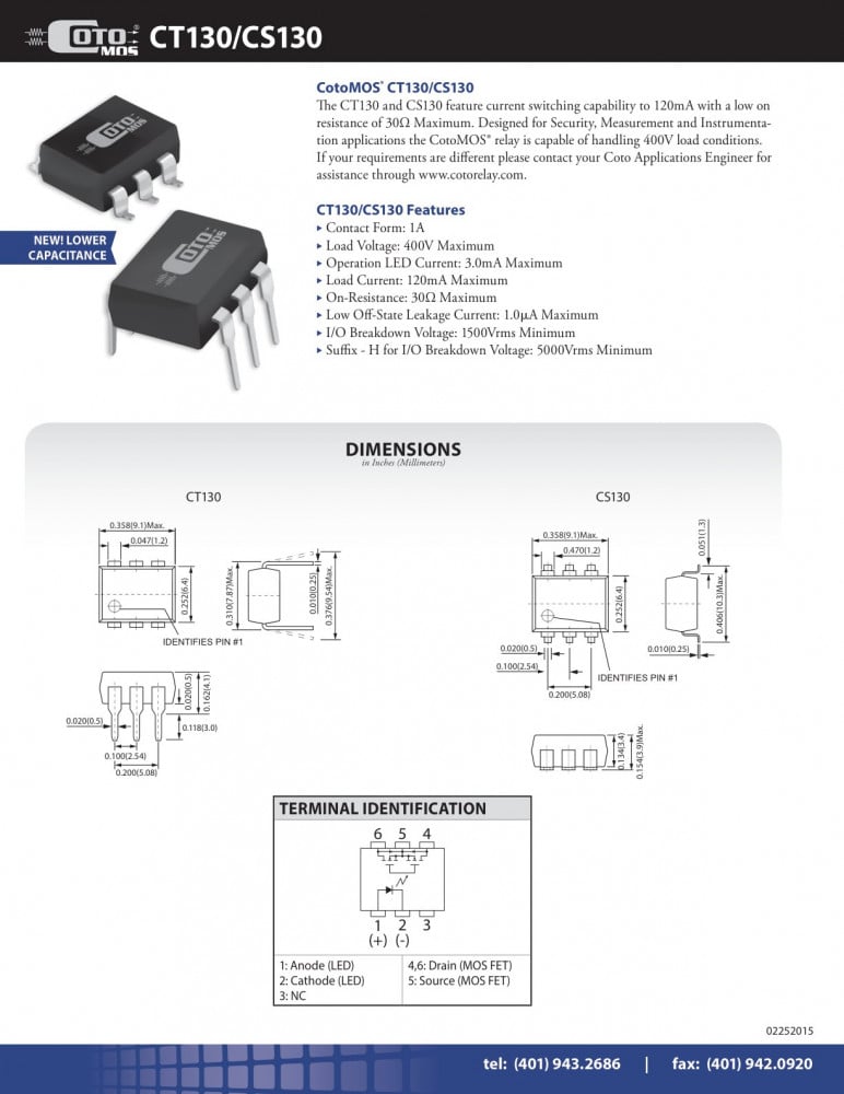 COTO CT130 datasheet page 1