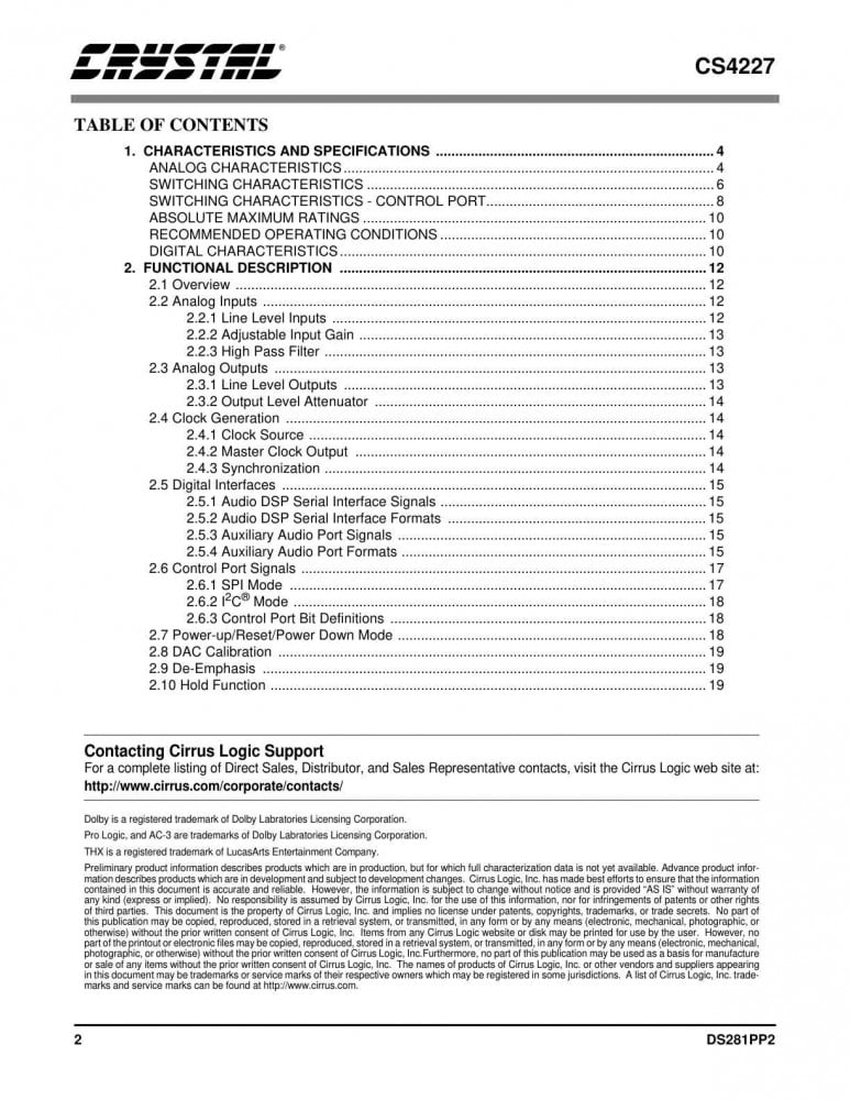CS4227 datasheet page 2