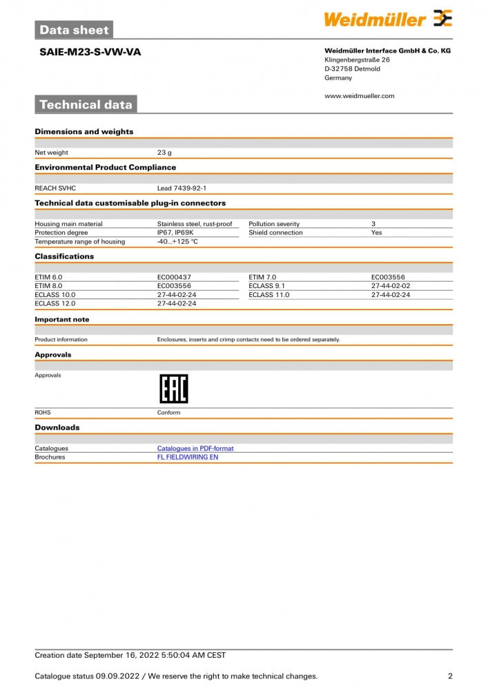 WEIDMULLER 1452450000 documentation page 2