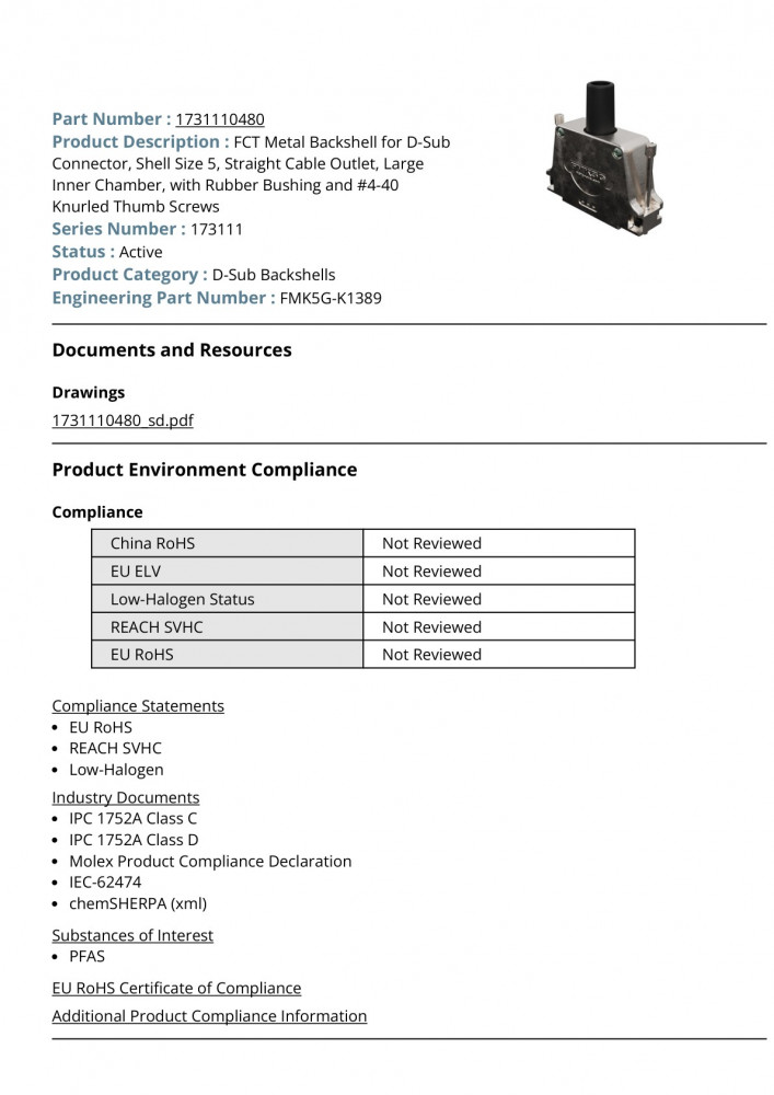 MOLEX 1731110480 product drawing preview, page 1