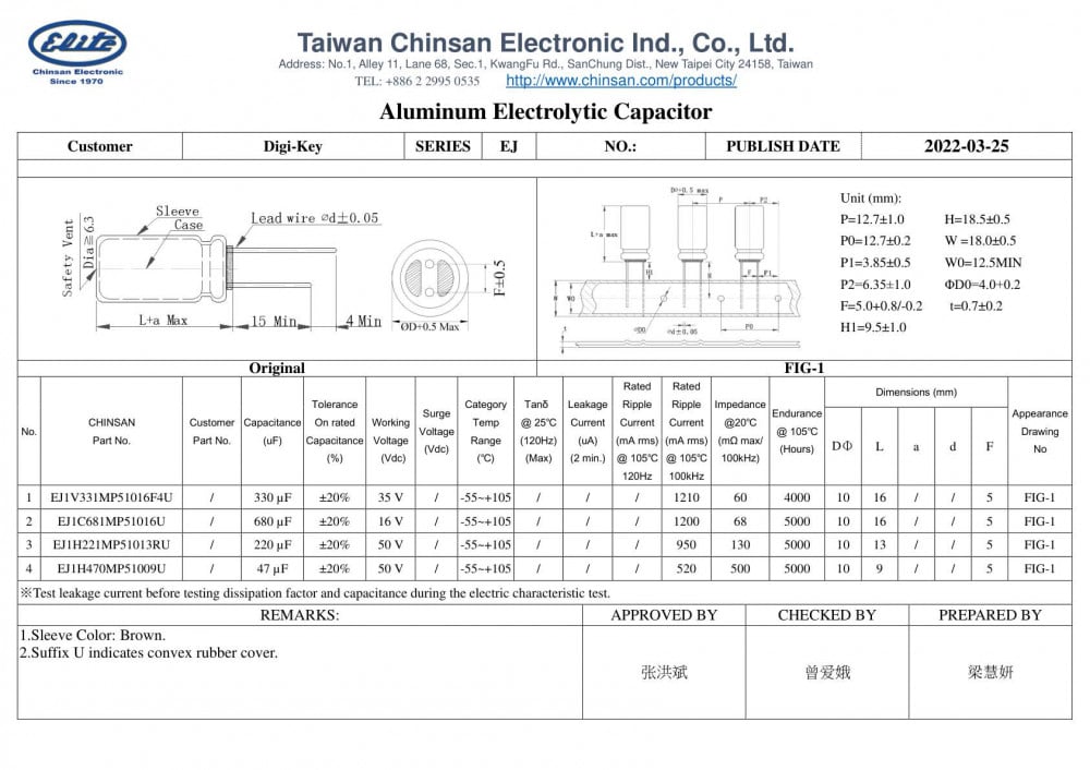 Chinsan EJ datasheet page 6