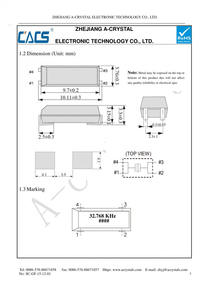 PMX405 specification document page 3