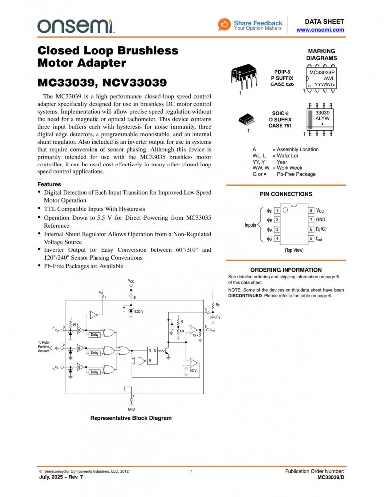 MC33039 datasheet page 1