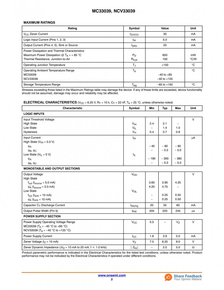 MC33039 datasheet page 2
