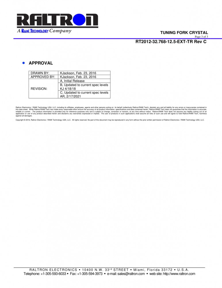 Raltron RT2012-32.768-12.5-EXT-TR datasheet page 3