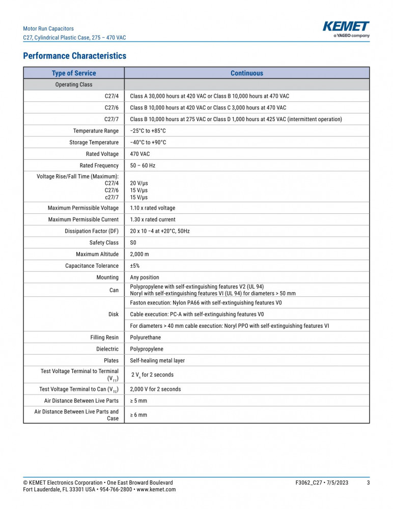 KEMET C27 datasheet page 3