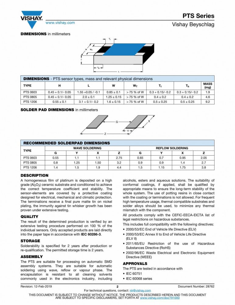 PTS RTD datasheet page 2