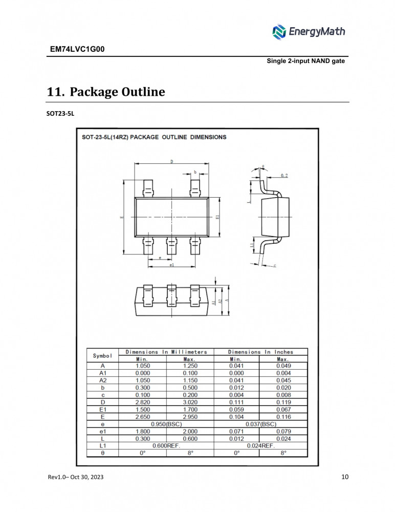 EM74LVC1G00GV datasheet page 10