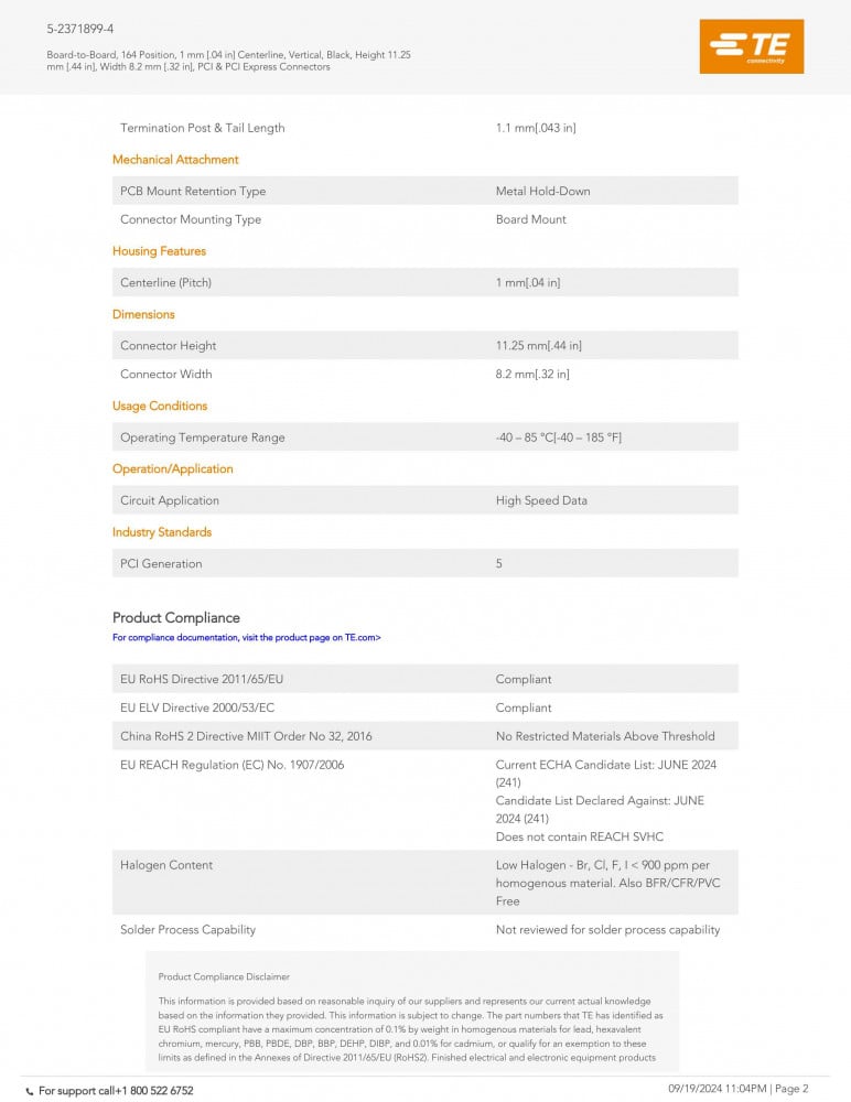 TE Connectivity 5-2371899-4 document page 2
