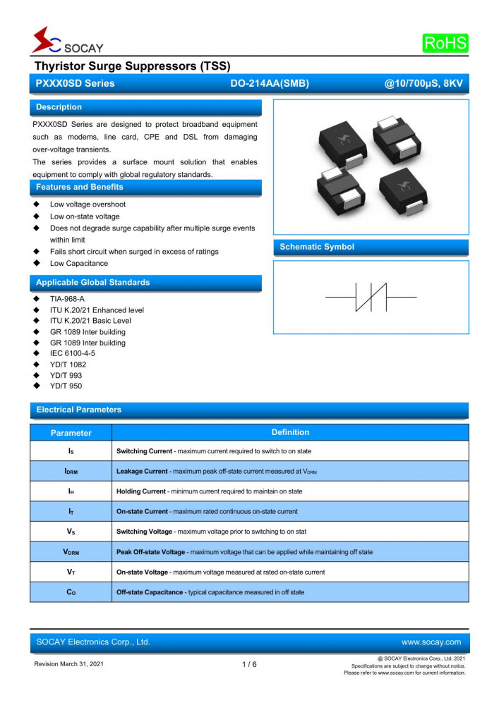 SOCAY P0080SD datasheet page 1