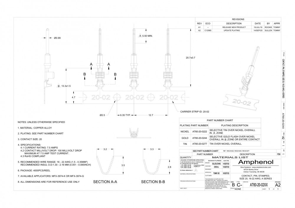 Amphenol AT60-20-0277 technical drawing