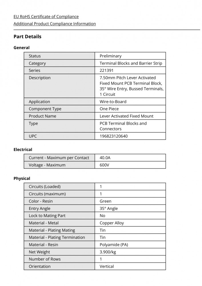 MOLEX 2213910001 technical drawing page 2