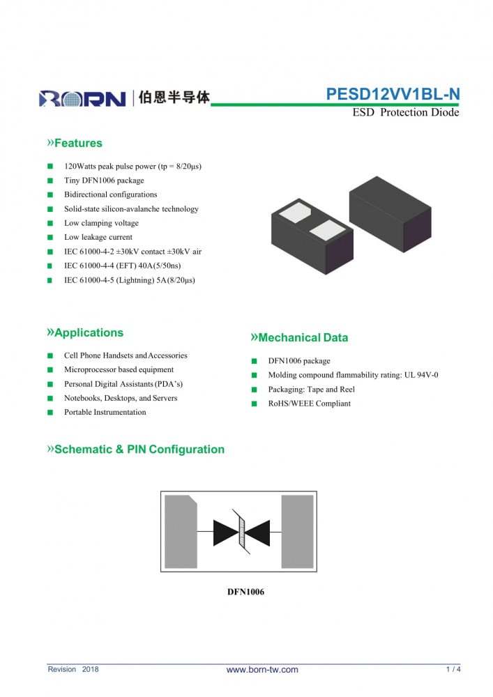 PESD12VV1BL-N datasheet page 1