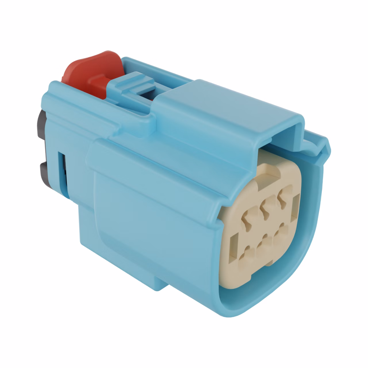 MX150 Mid-Voltage Mat-Sealed Female Connector Assembly, Dual Row, 6 Circuits, 48V, Keying Option A, with Connector Position Assurance, with Clip-Slot, Light Blue for sale