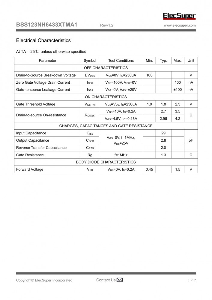 BSS123NH6433XTMA1 datasheet page 3
