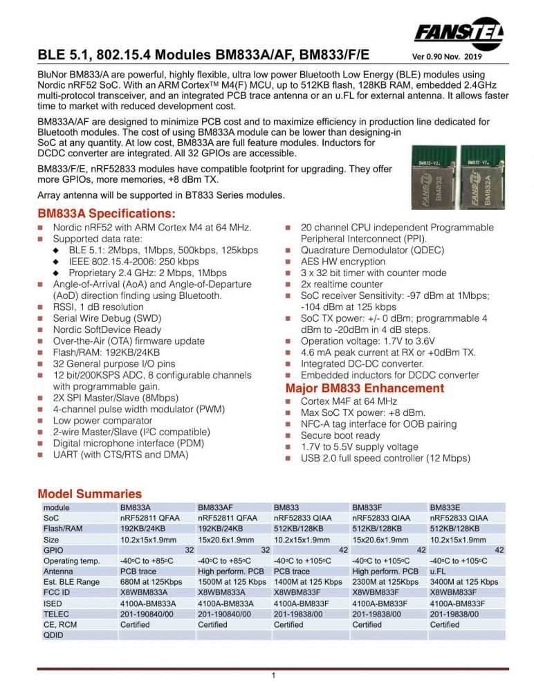 EV-BM833AF technical document page 1