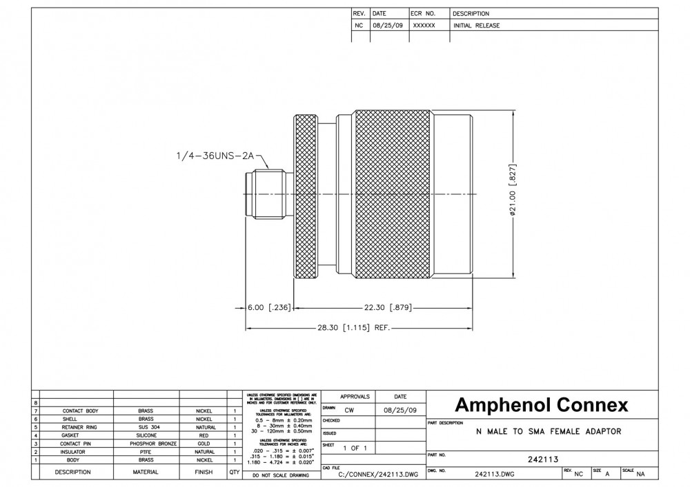 Amphenol 242113 product drawing