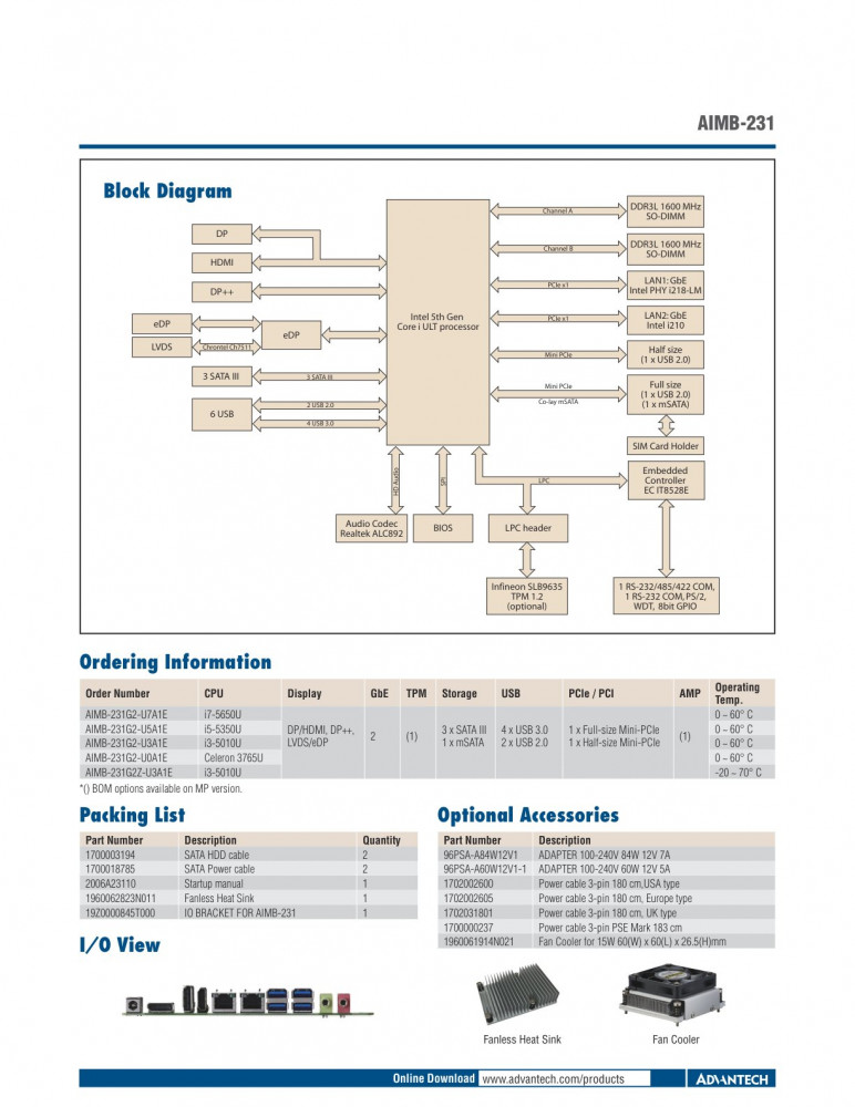 AIMB-231G2-U5A1E technical datasheet page 2