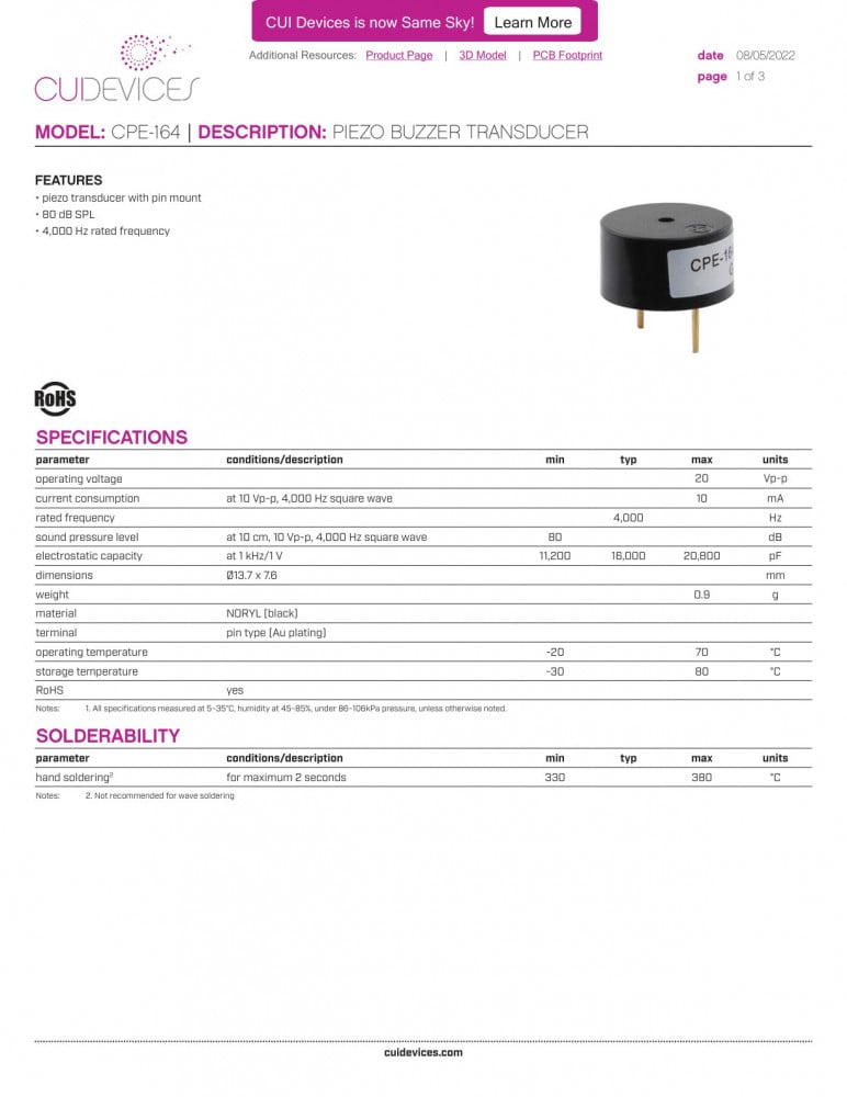 CPE-164 datasheet page 1