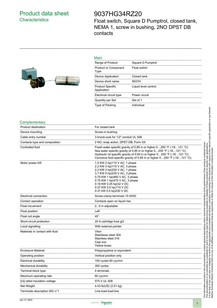 9037HG34RZ20 technical document page 1