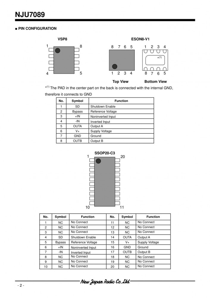 NJU7089 datasheet page 2